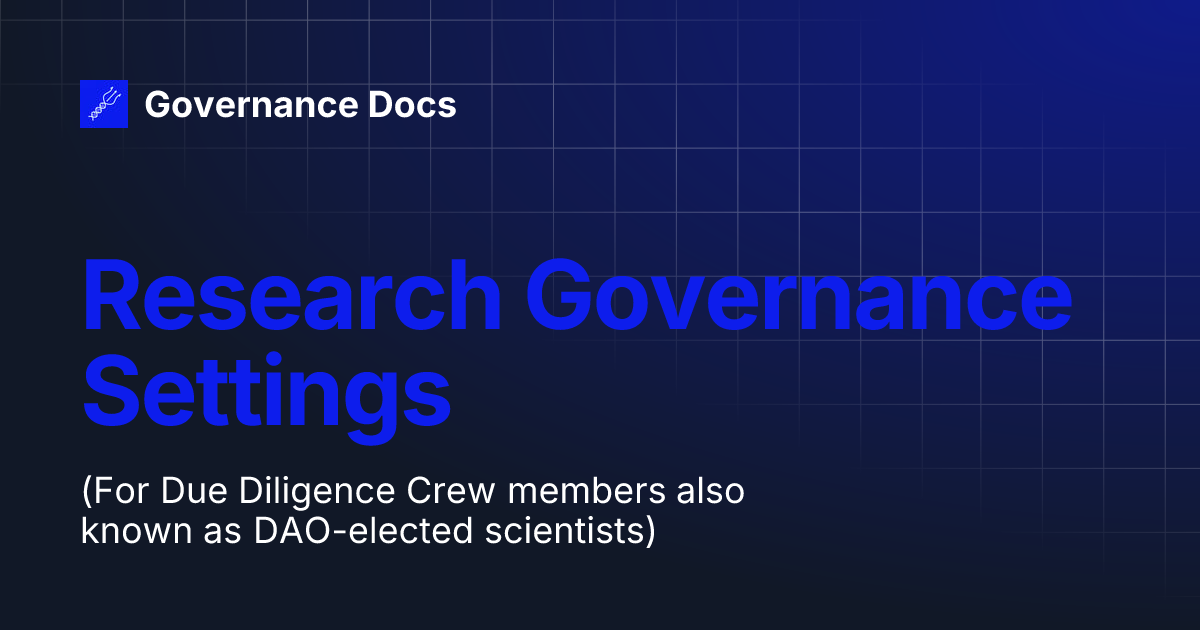 Research Governance Settings | Governance Docs
