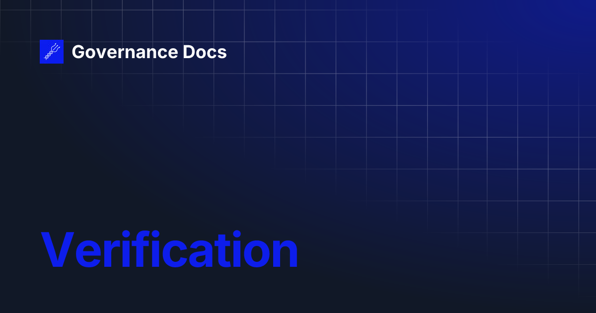 Verification | Governance Docs